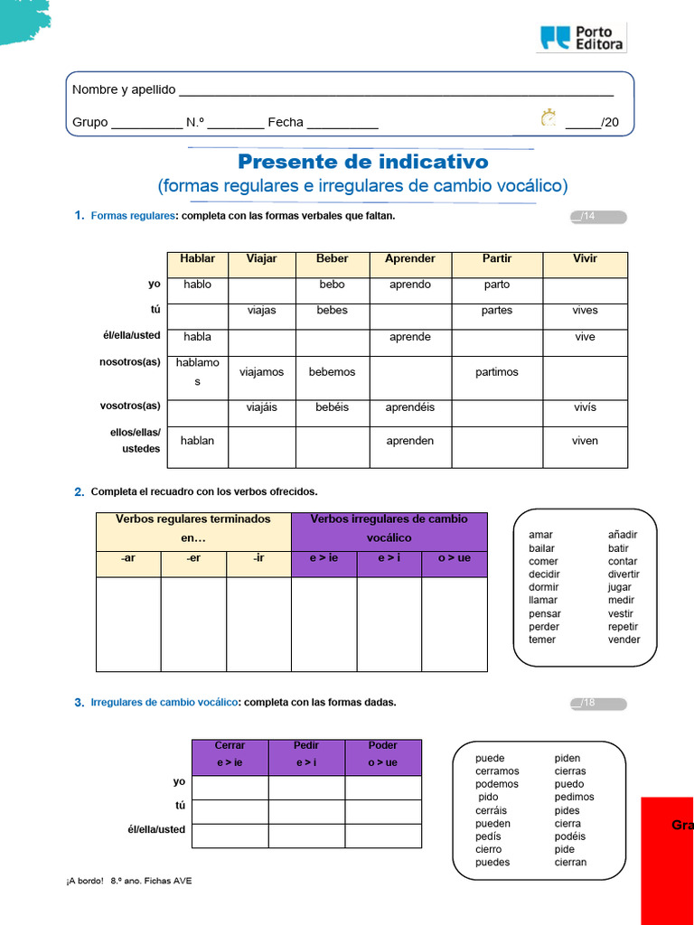 Cambios Vocálicos En El Presente Simple De Indicativo – EYDYJ