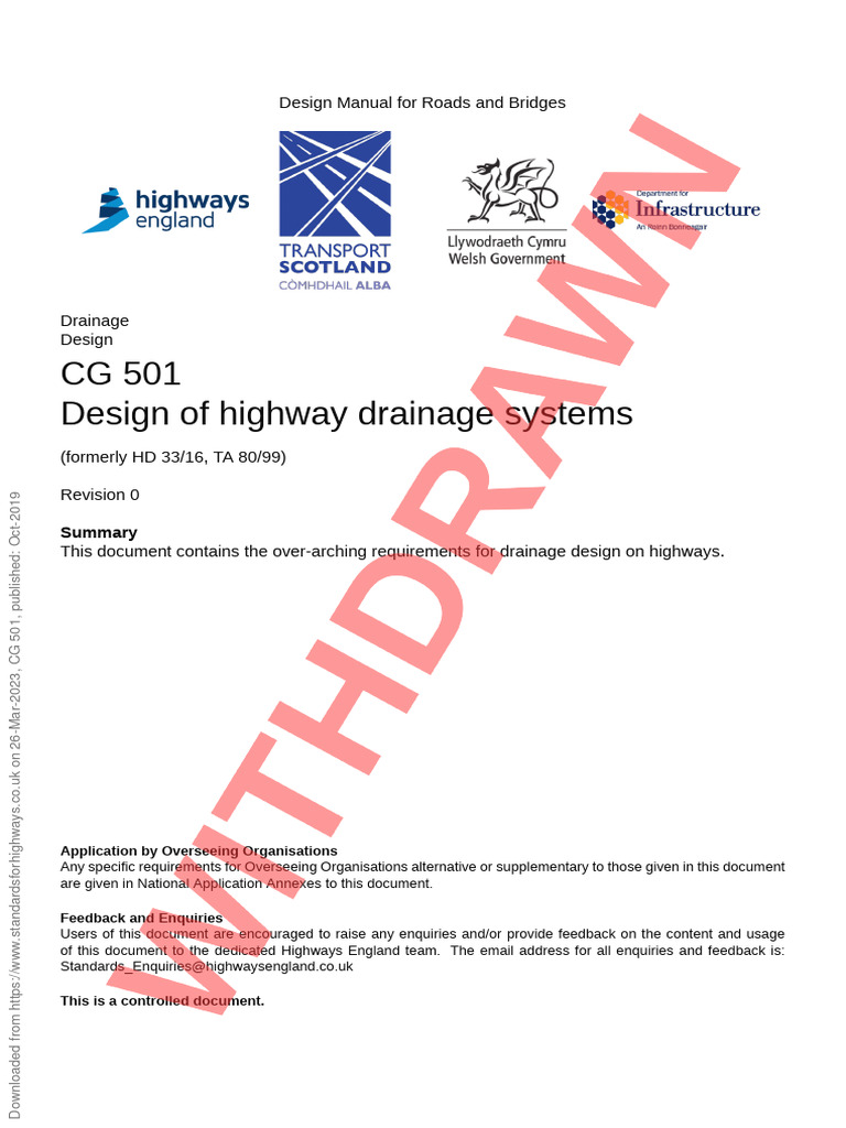 CG 501 Design of Highway Drainage Systems-Web | PDF | Road | Drainage
