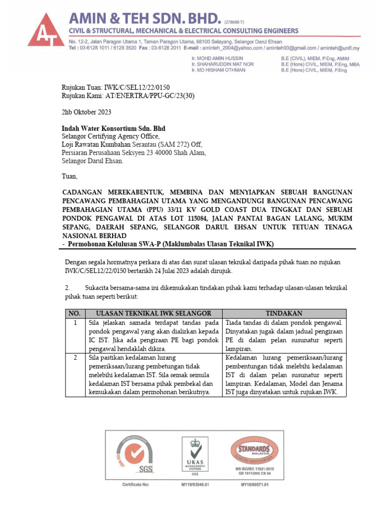 TNB Ppu Gold Coast Iwk Swap Comment Reply Letter | PDF
