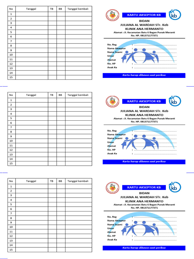 kartu kb buk ana | PDF