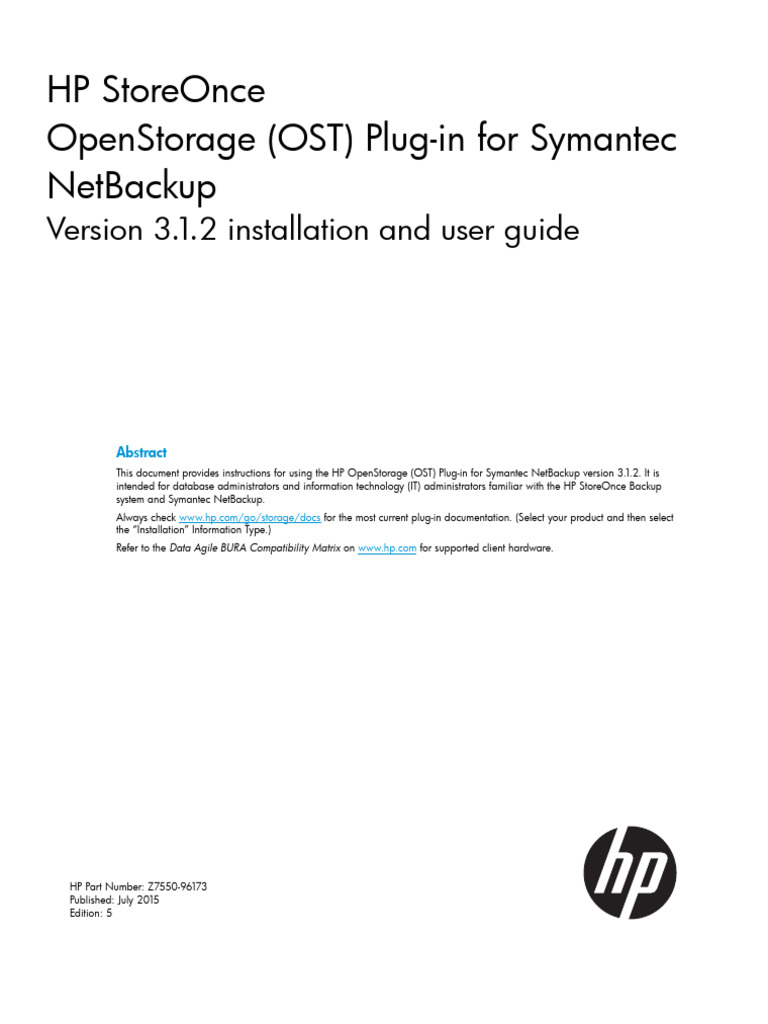 HP StoreOnce OST Plug in 3.1.2 For NBU User Guide | PDF | Backup ...