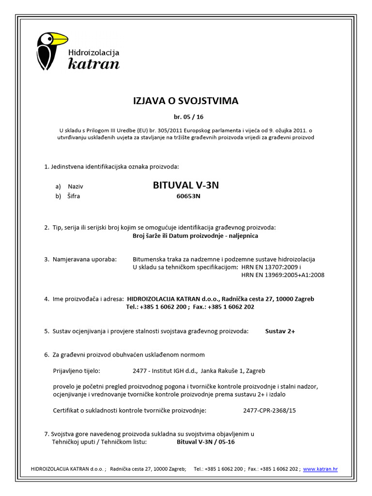 6_ Izjava o svojstvima br. 05 - Bituval V-3N | PDF