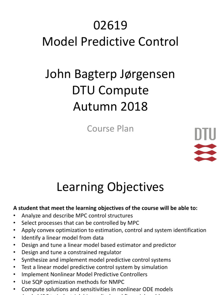 Model Predictive Control Course Plan | PDF | Computers