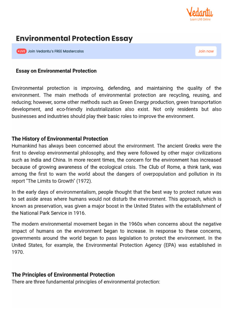 Environmental Protection Essay | PDF