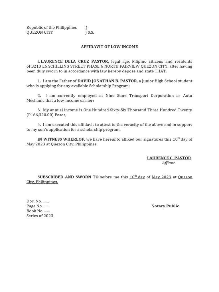 Affidavit of Non-Enrollment | PDF
