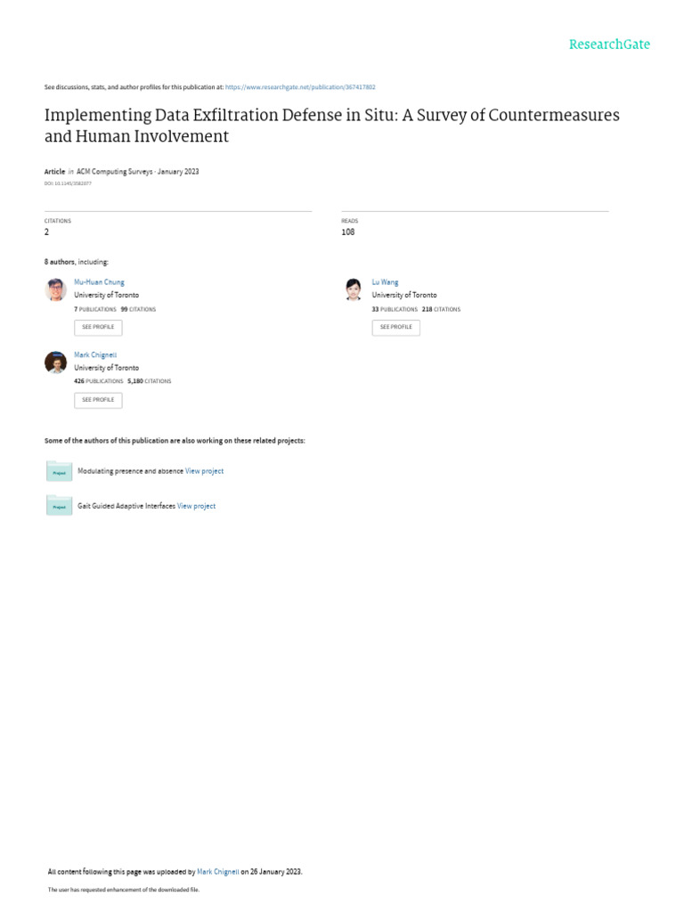 Chung ACMComputer Surveys Data Exfiltration | PDF | Security | Computer ...