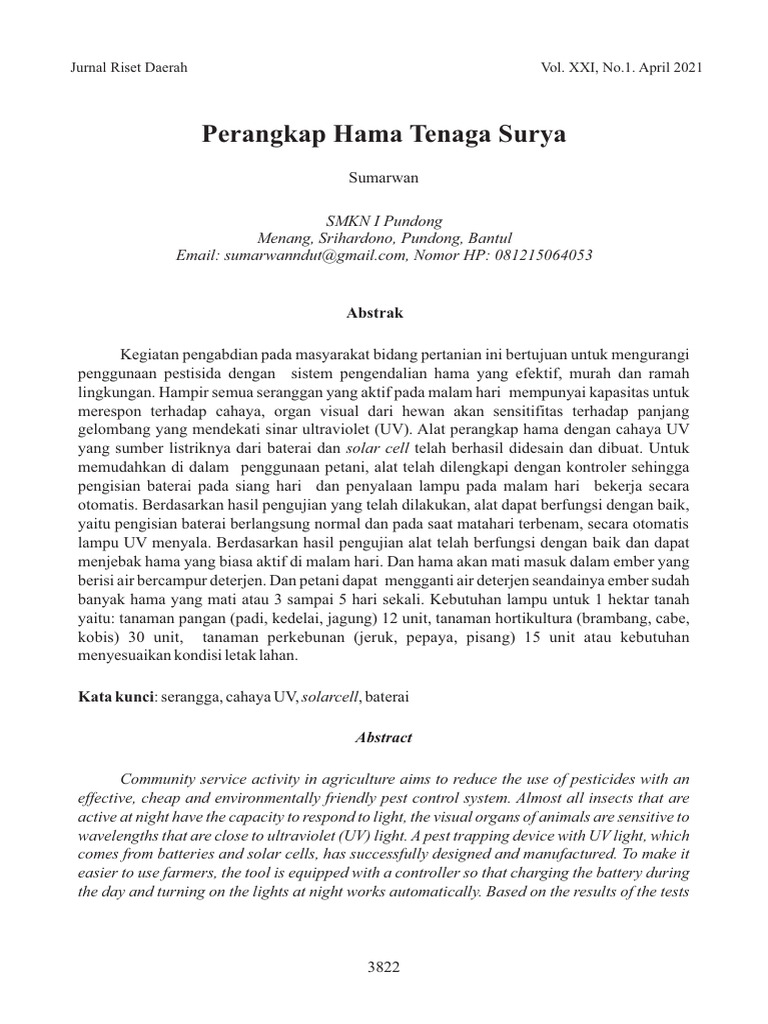 Perangkap Hama Tenaga Surya | PDF