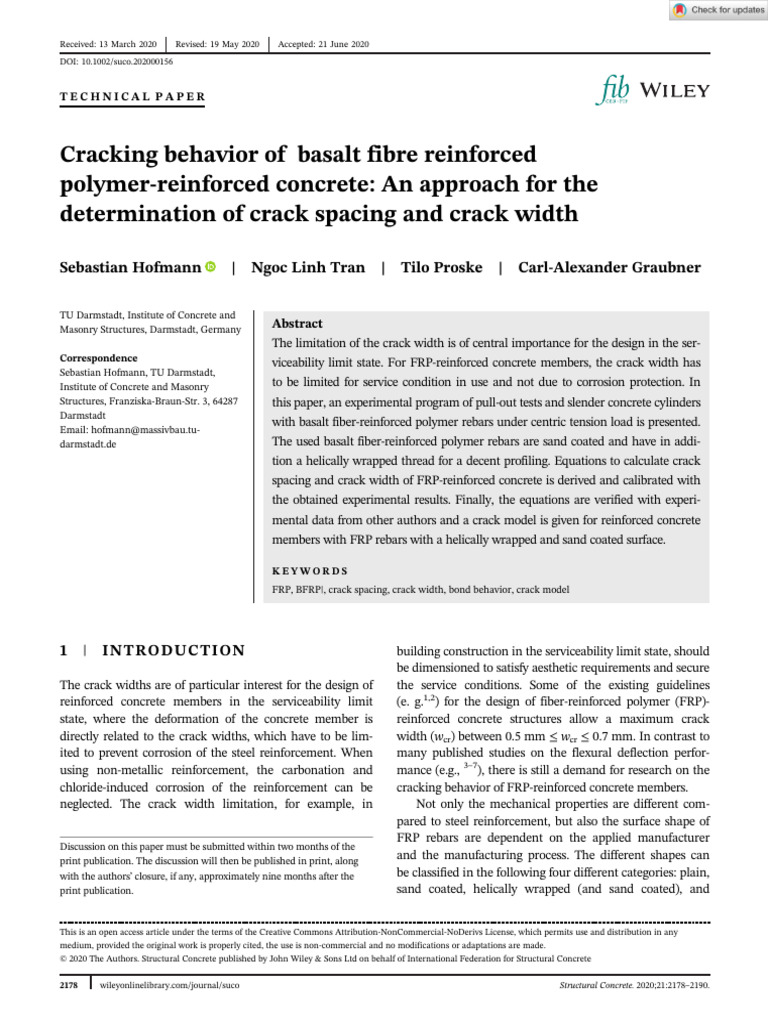 Cracking Behavior Of Basalt Fibre Reinforced Polymer Reinforced
