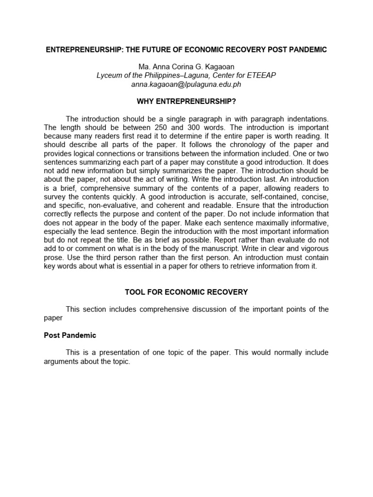 Paper Format Sample | PDF