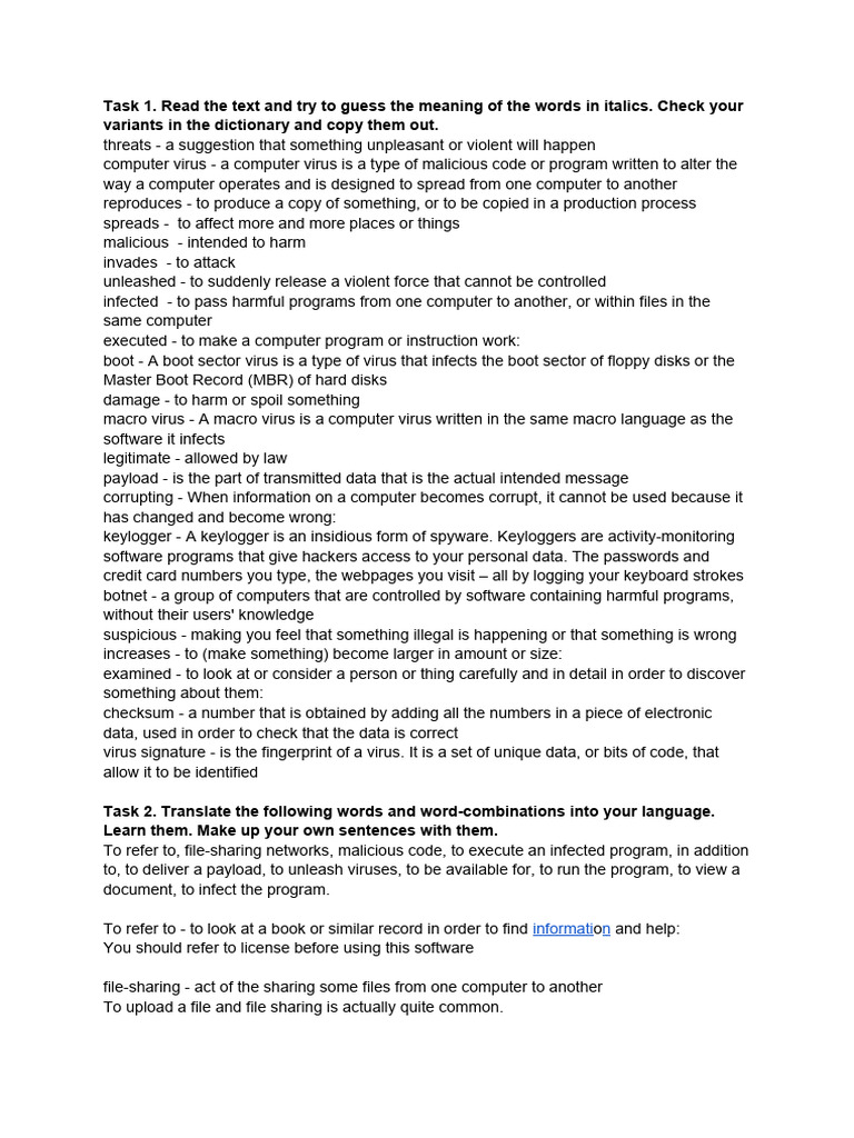 English Unit3 | PDF | Computer Virus | Malware