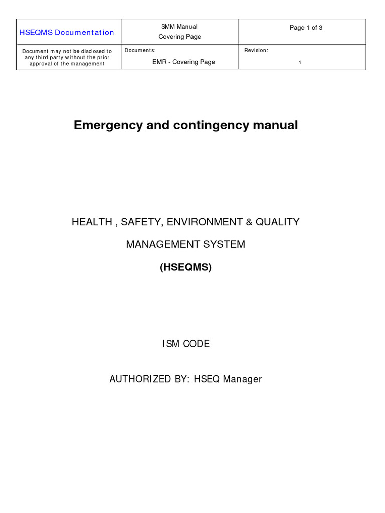 Emergency and Contingency Manual | PDF