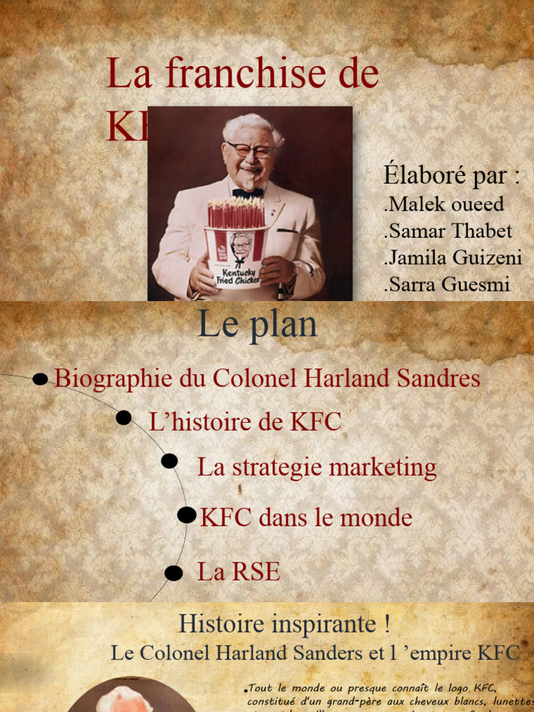 La Franchise de KFC: Élaboré Par | PDF | Responsabilité sociétale des entreprises | Nourritures