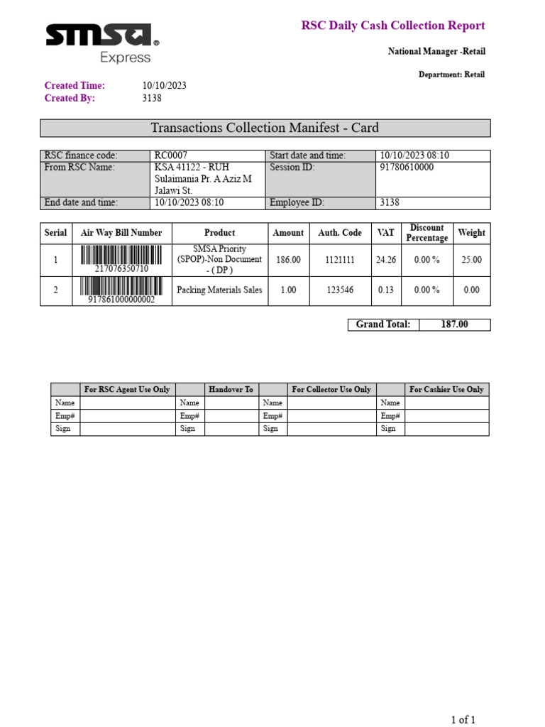 Collection Manifest - Card | PDF