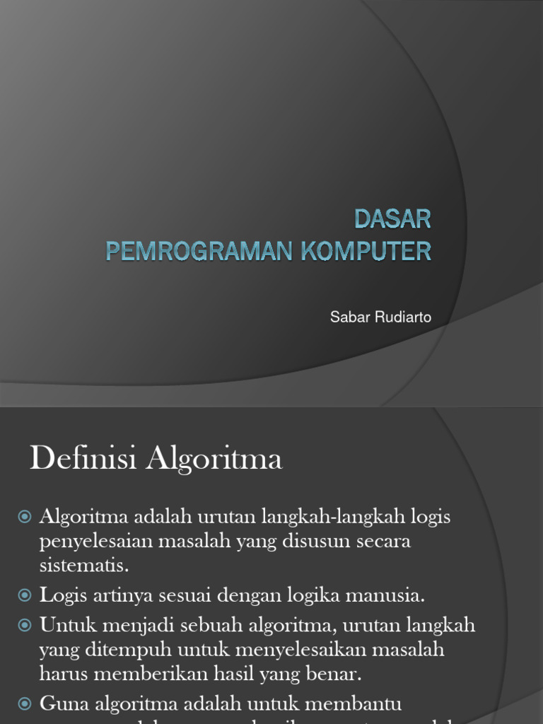 Dasar Algoritma Pemrograman Komputer | PDF | Metode & Bahan Ajar