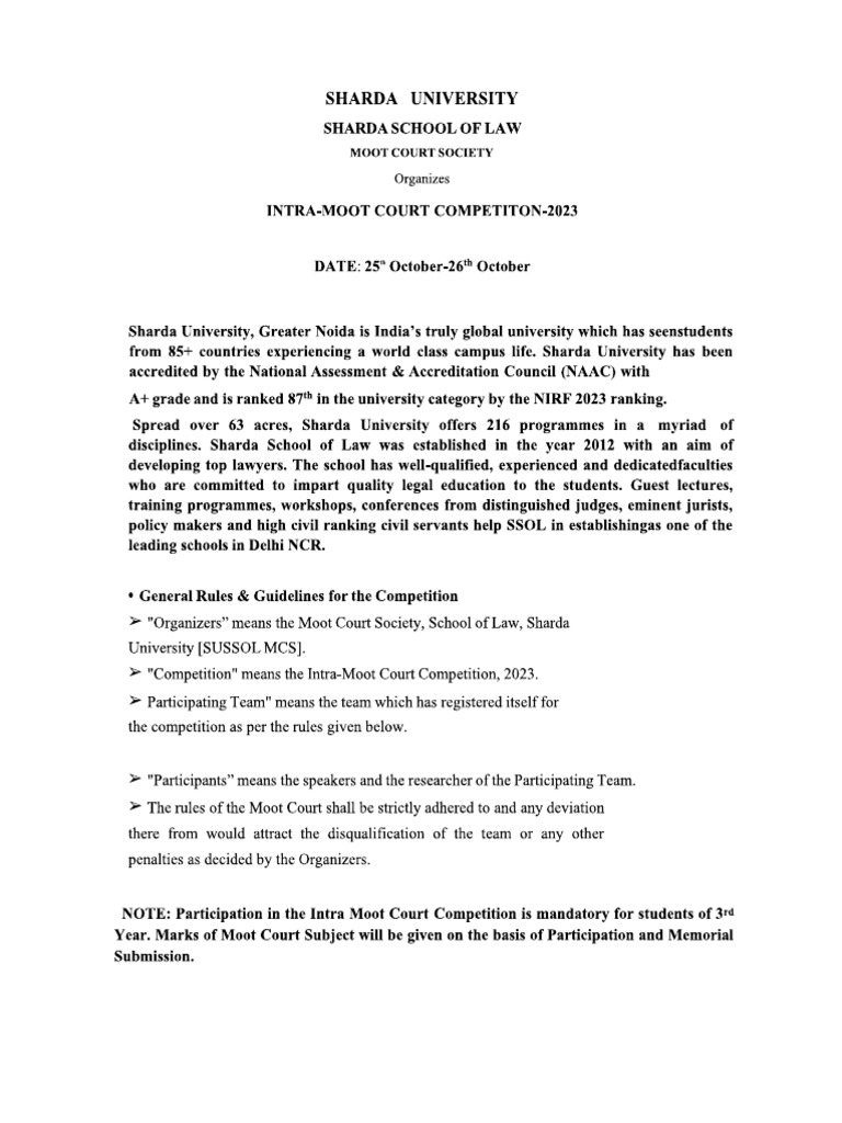 Intra Moot Court Brochure Final | PDF