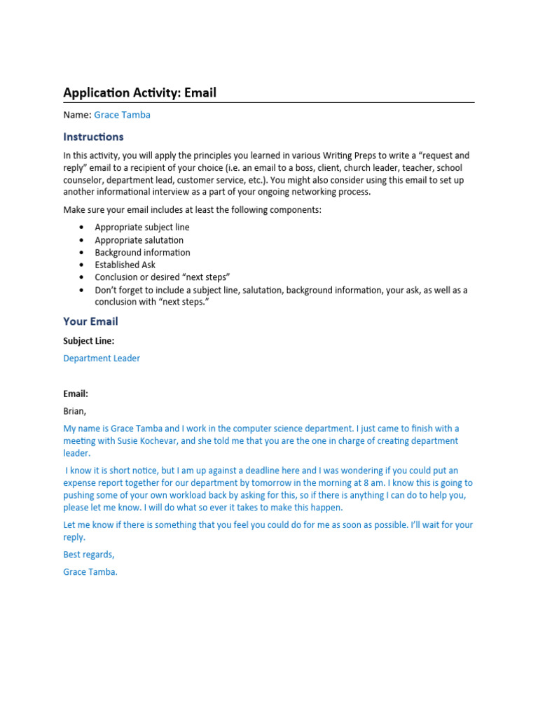 Pc102 Document Applicationactivity Emailtemplate | PDF