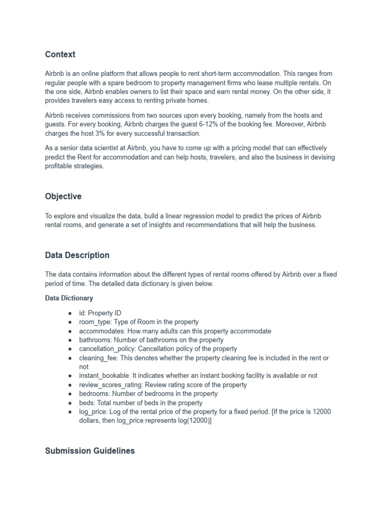 Airbnb - Problem Statement | PDF