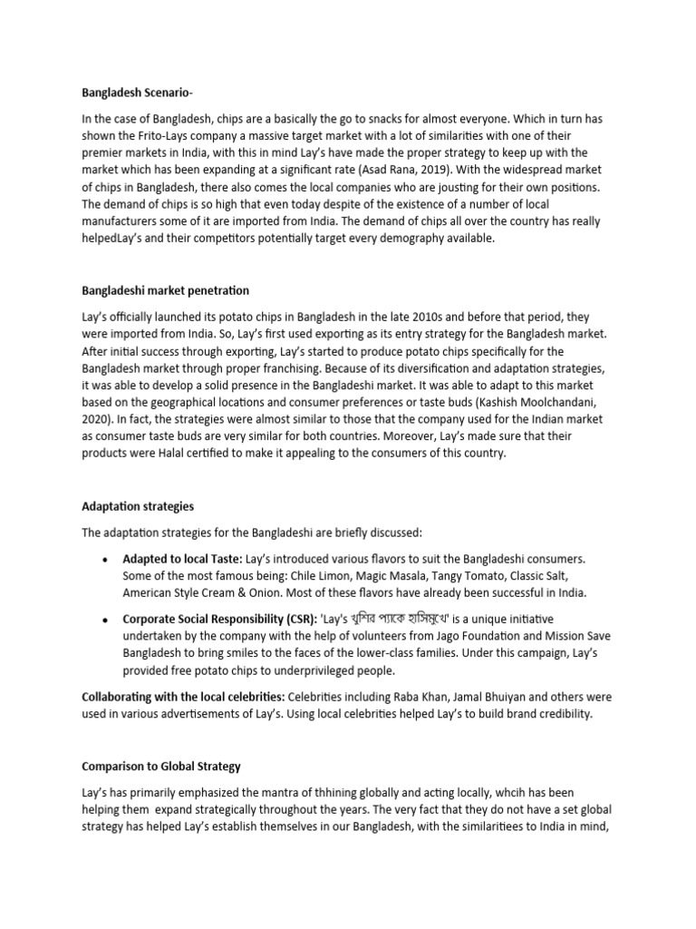 Lay's Market Strategy in Bangladesh | PDF