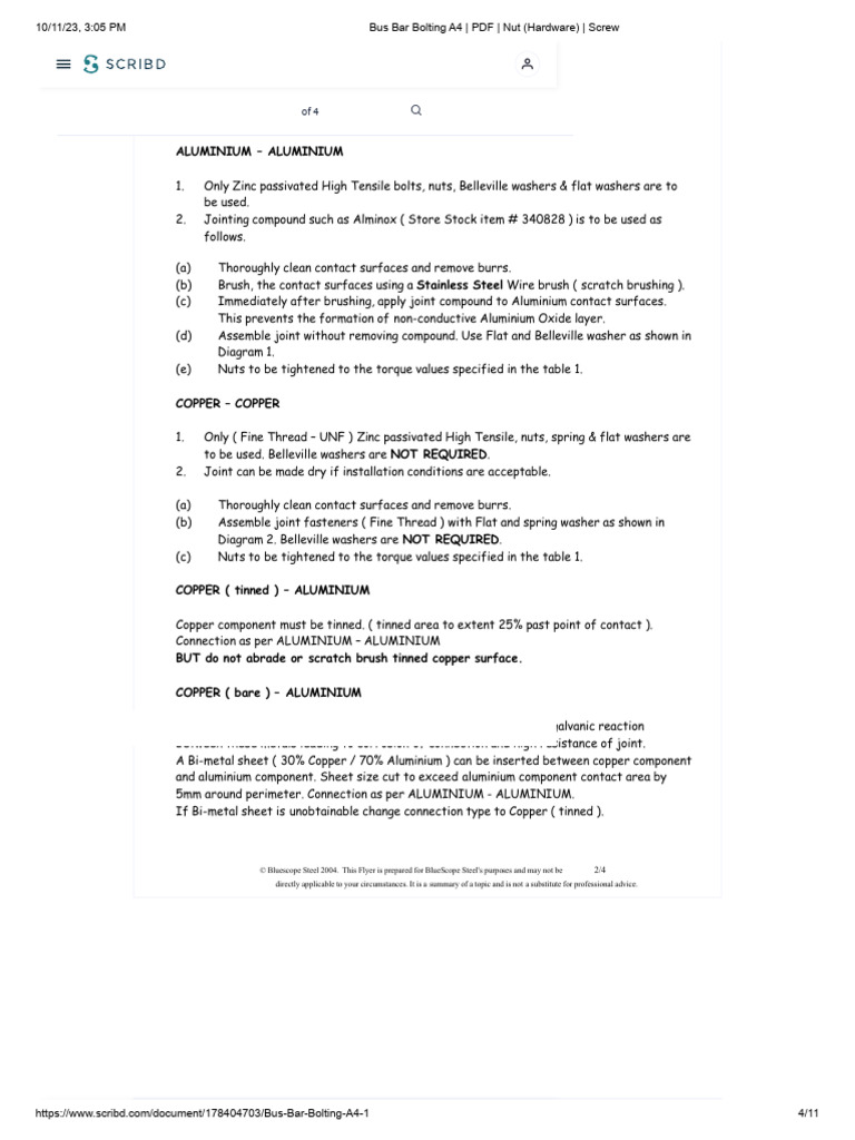 Bus Bar Bolting - Torque | PDF | Screw | Washer (Hardware)