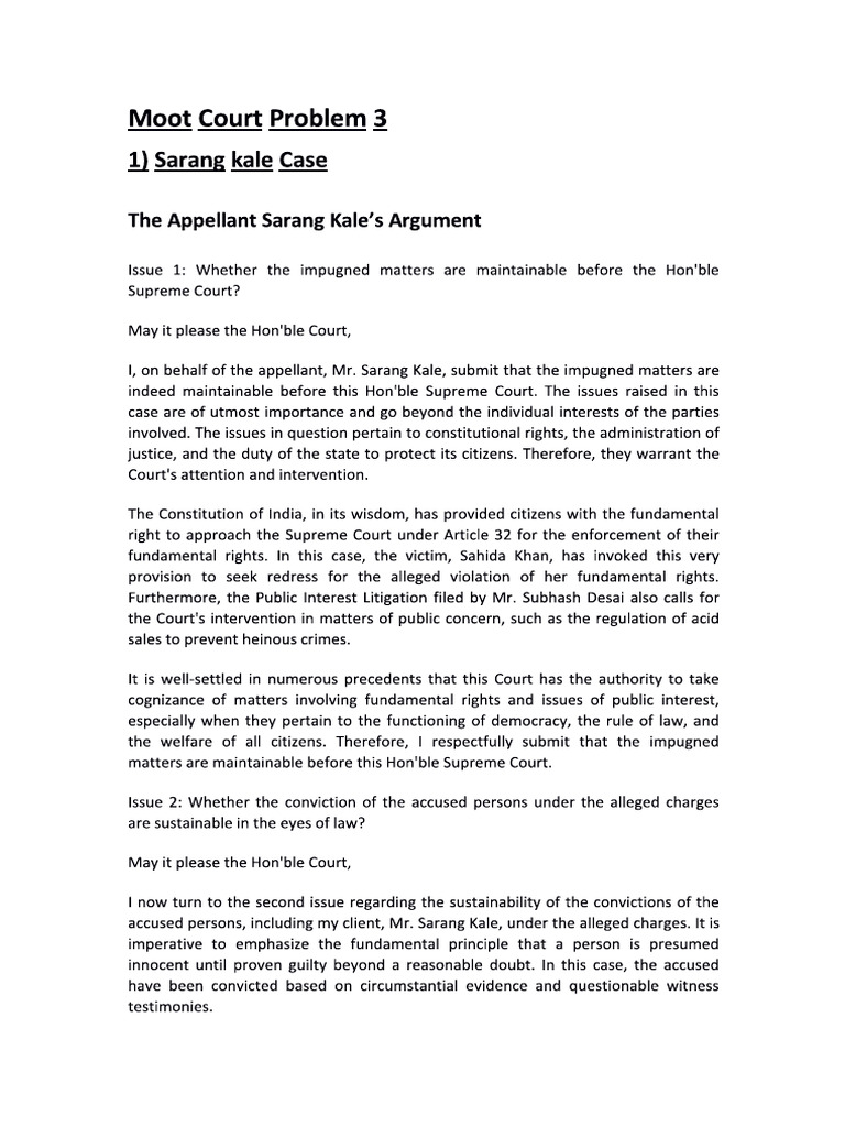 Moot Court Problem 3 As | PDF