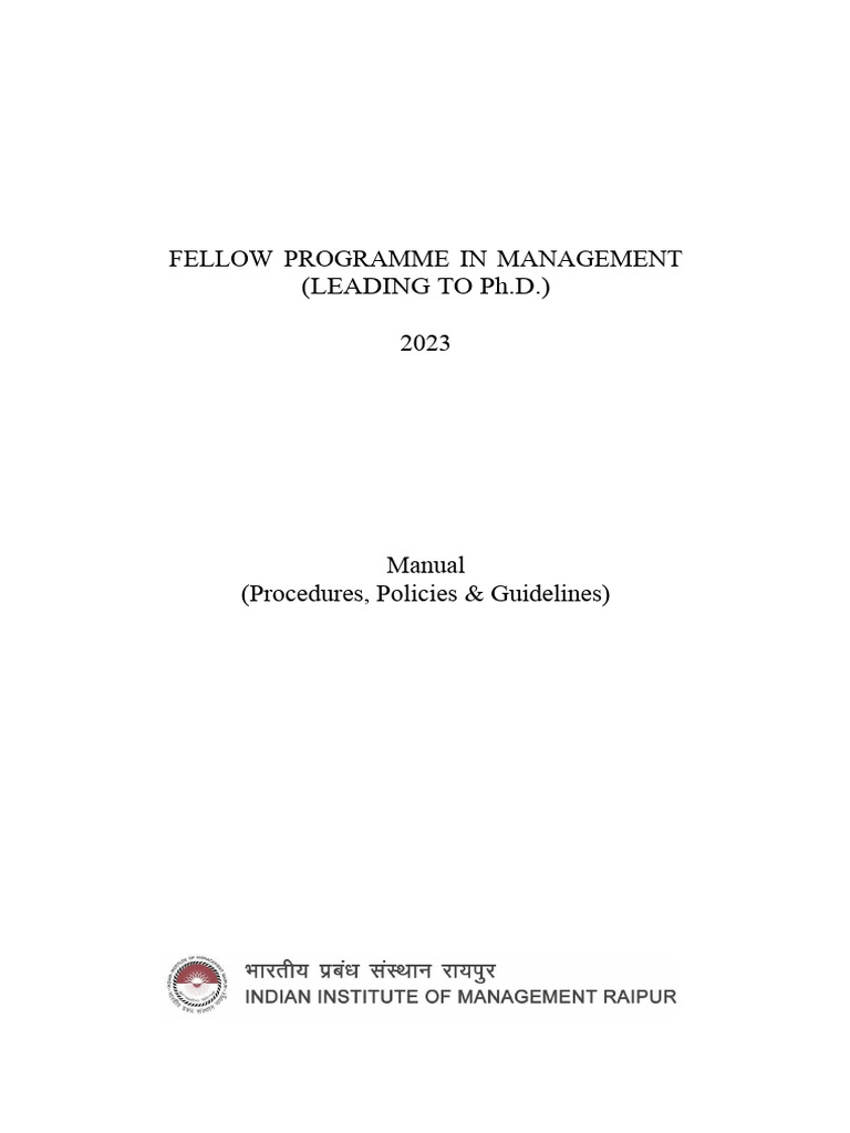 FPM Manual 2023: IIM Raipur Guidelines | PDF