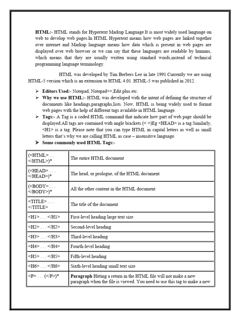 Basic HTML Elements 1-1 | PDF Basic HTML Elements 1-1 | PDF