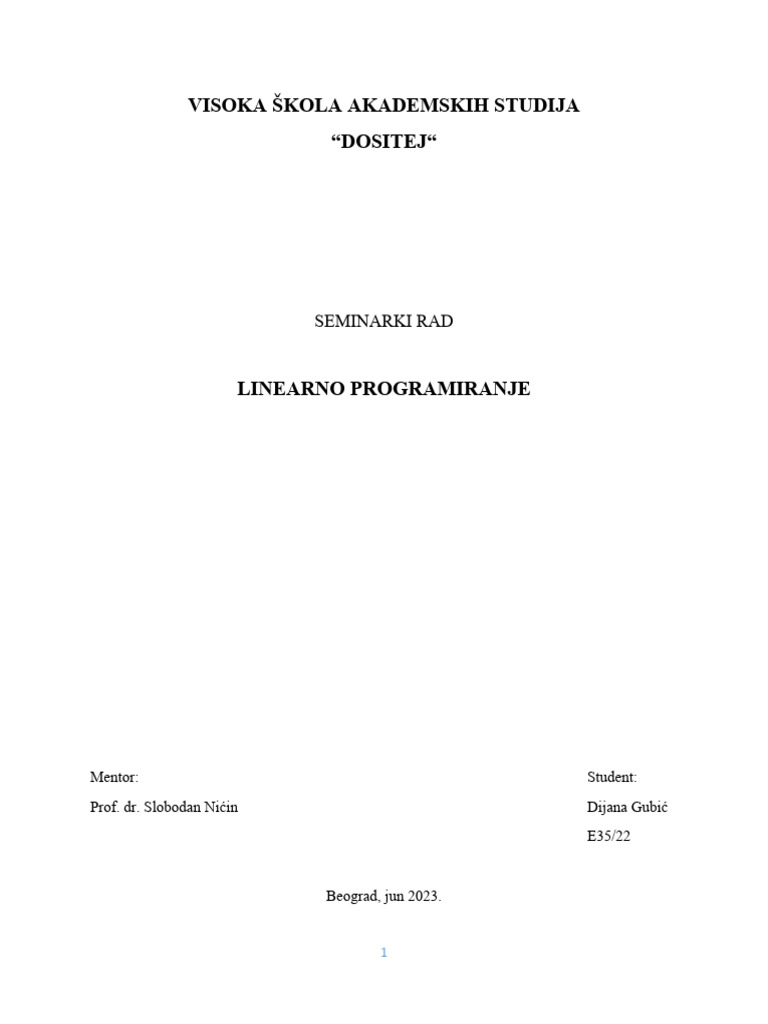 Linearno Programiranje | PDF