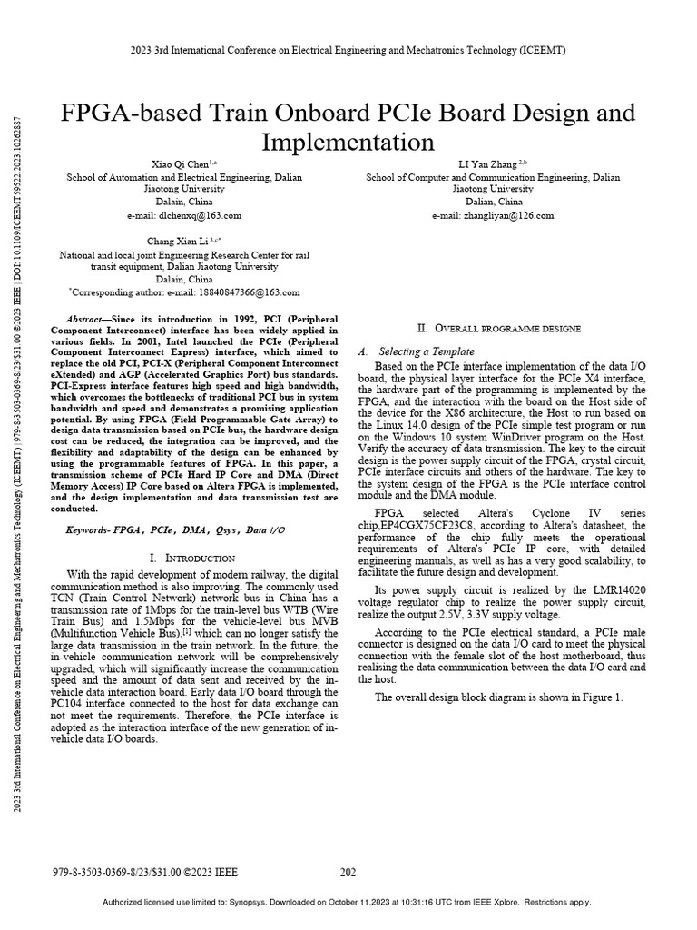 FPGA-based Train Onboard PCIe Board Design and Implementation | PDF
