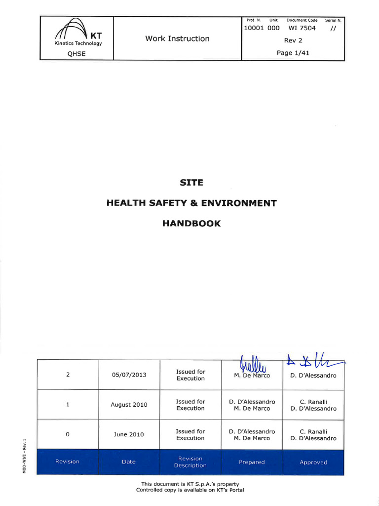 10001-000-WI-7504 2 Hse Handbook | PDF