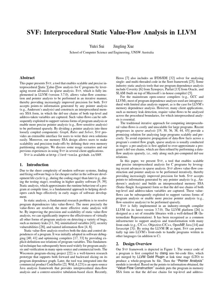 SVF: LLVM Static Value-Flow Tool | PDF