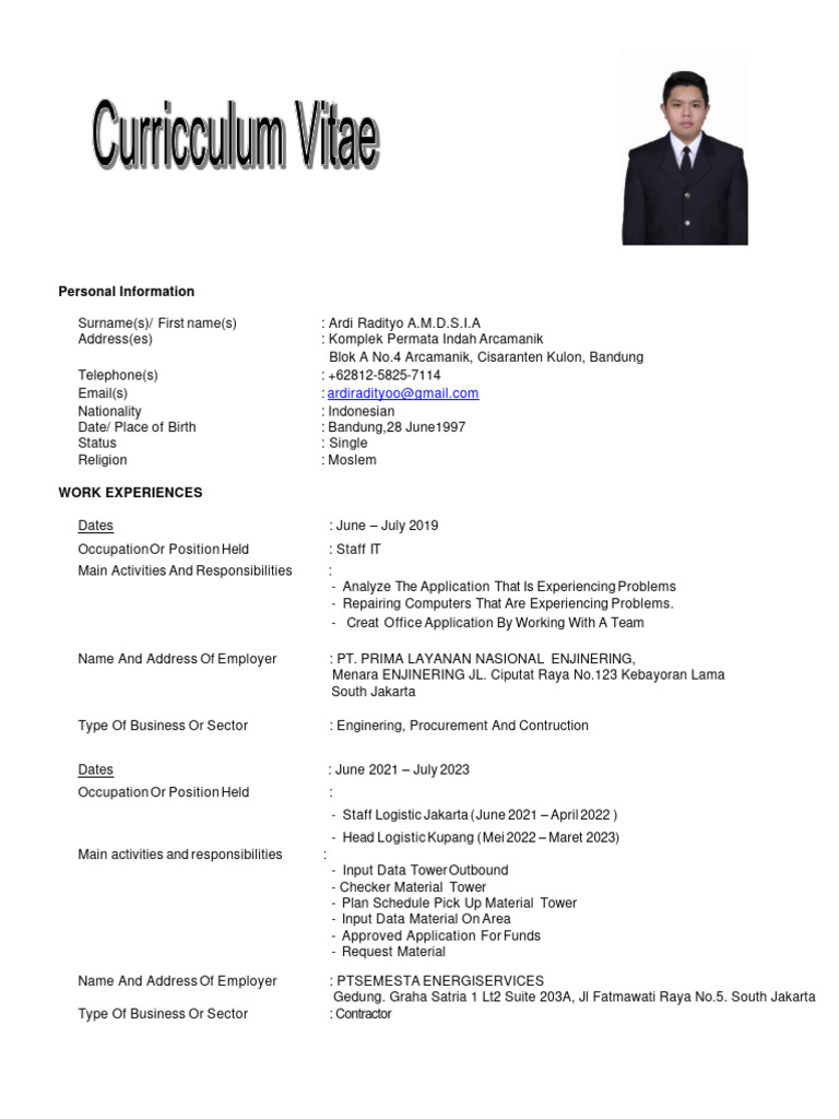CV Ardi Radityo | PDF