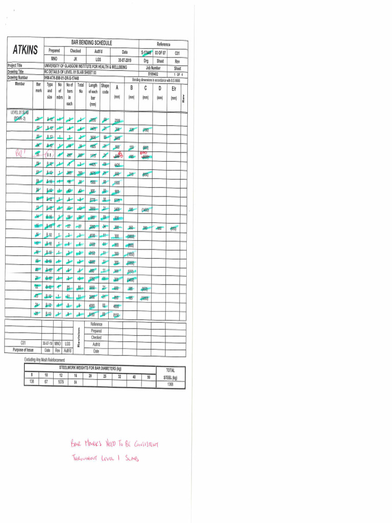 Checking Rebar Schedule | PDF