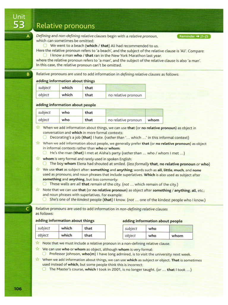 Advanced Grammar in Use - Relative Clauses | PDF