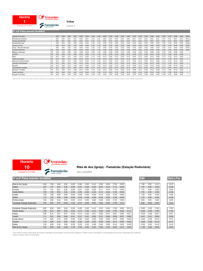 Horarios 2022 2023 Famalicao v2 | PDF