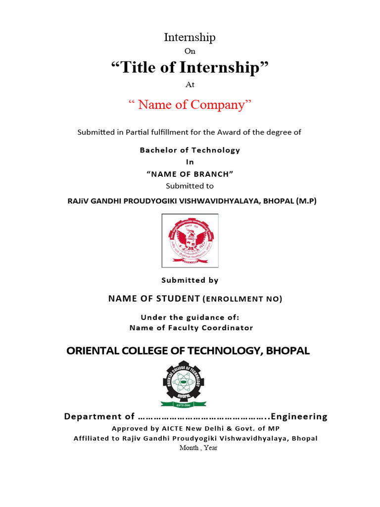 Internship Report Guidelines and Format | PDF