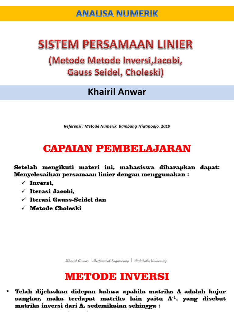 ANALISA NUMERIK Metode Inversi, Iterasi Dan Sapuan Ganda | PDF