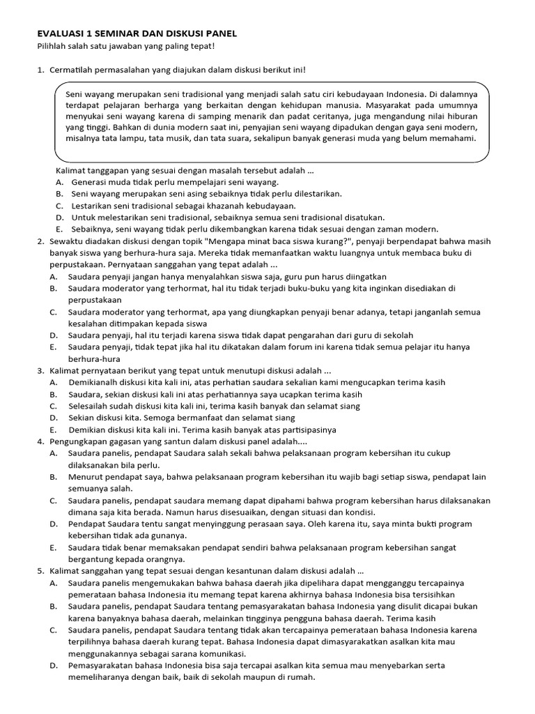 Evaluasi 1 Seminar Dan Diskusi Panel | PDF