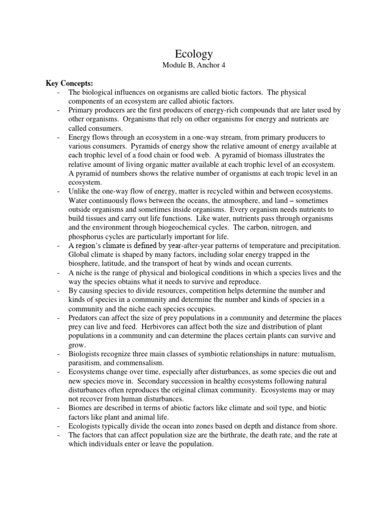 Ecology Module B, Anchor 4 | PDF