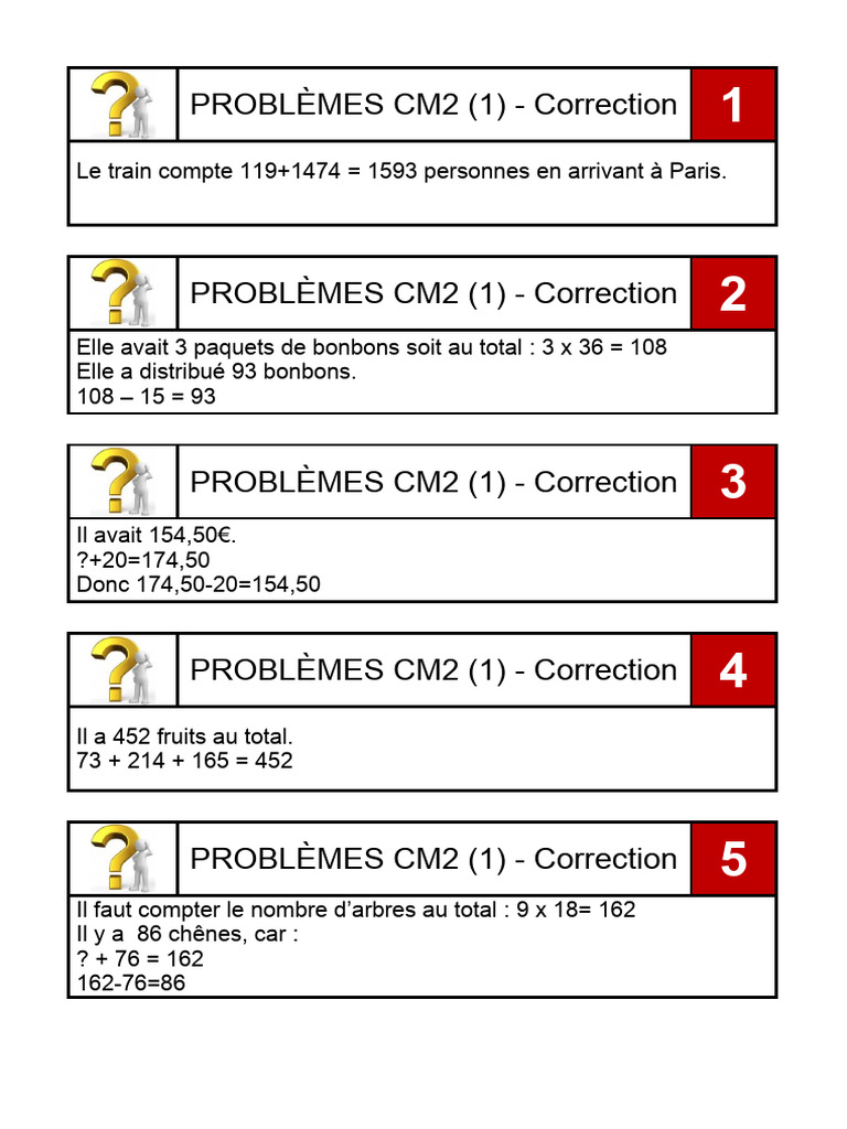 Rc3a9solution de Problc3a8mes 1 Cm2 Correction Doc1 | PDF