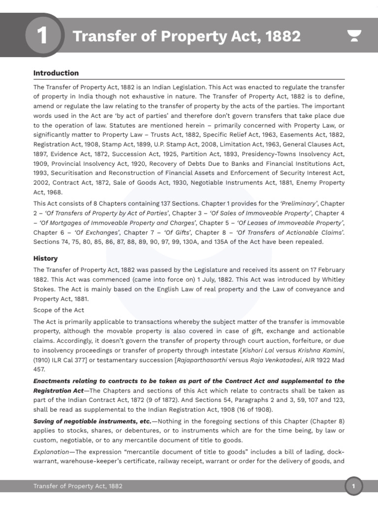Transfer of Property Act, 1882 | PDF