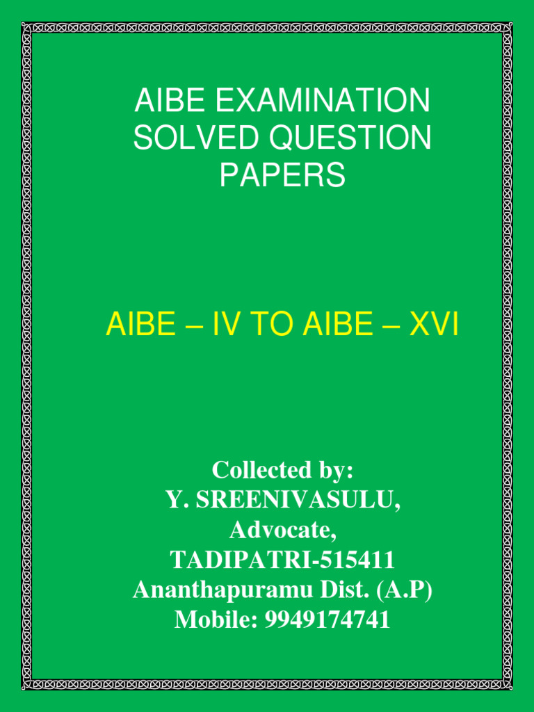 Aibe Examination Solved Question Papers | PDF