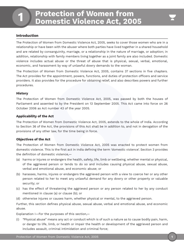 Protection of Women From Domestic Violence Act, 2005 | PDF | Ex Post ...