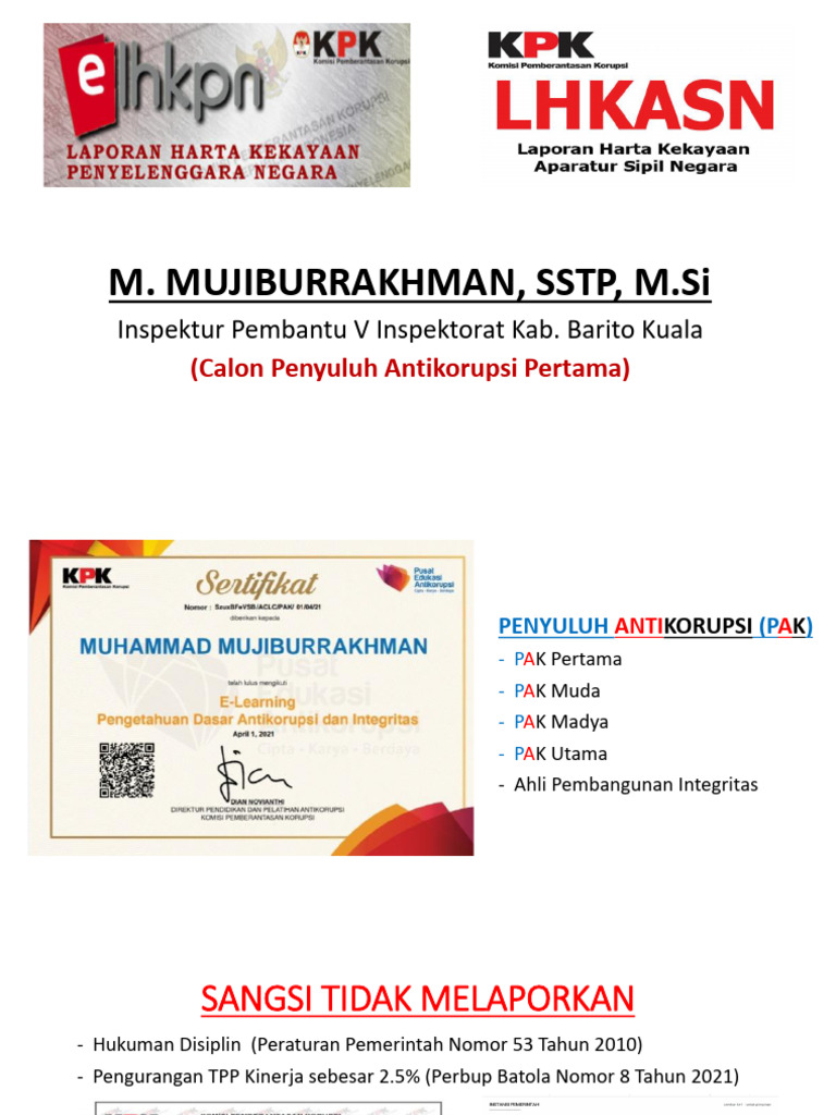 Pelaporan LHKPN Dan Lhkasn | PDF