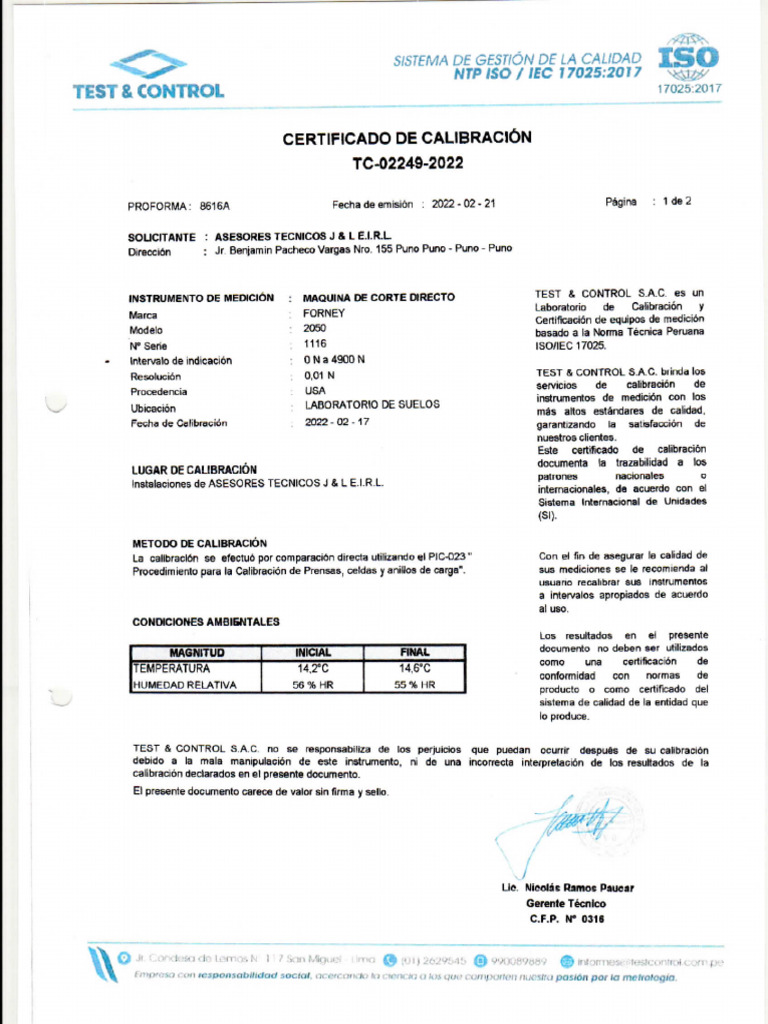 Certificados de Calibracion | PDF