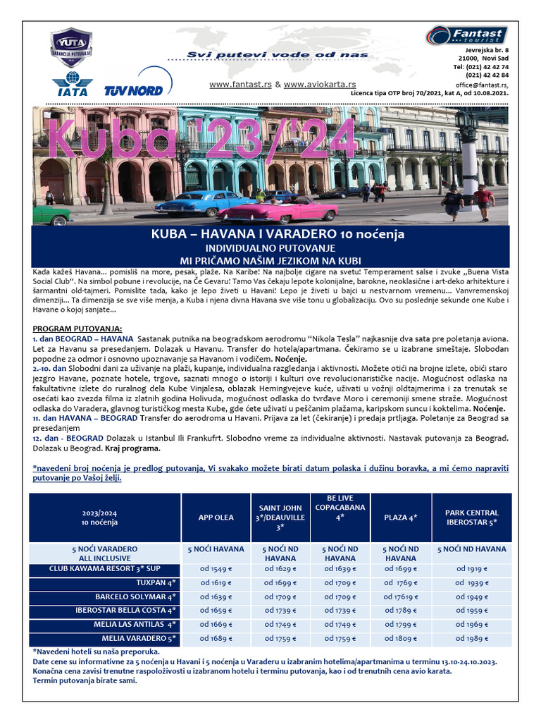 Program Kuba Individualno 2024 | PDF