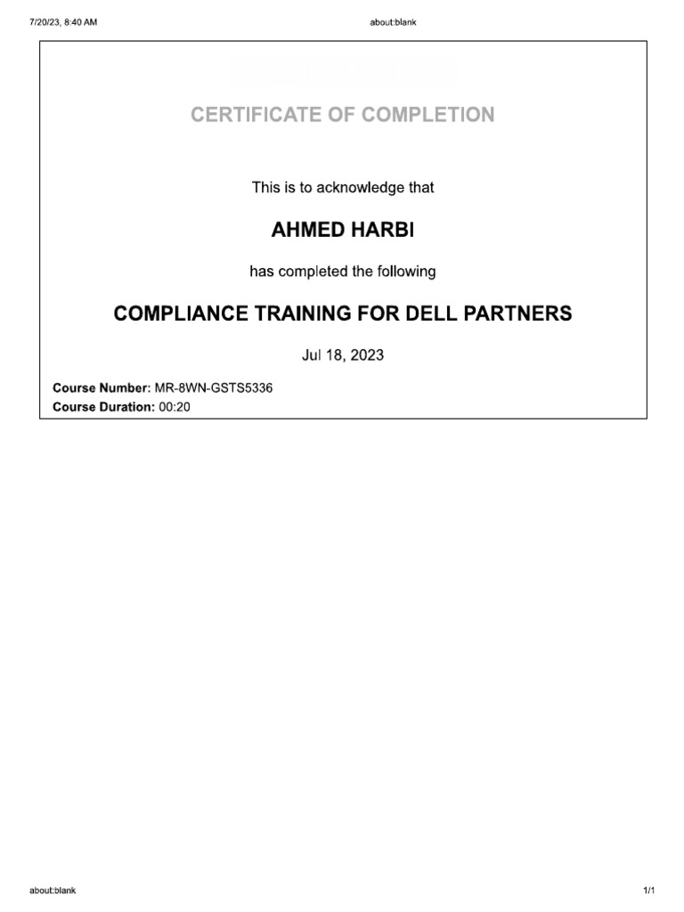 Compliance Training For Dell Partners | PDF