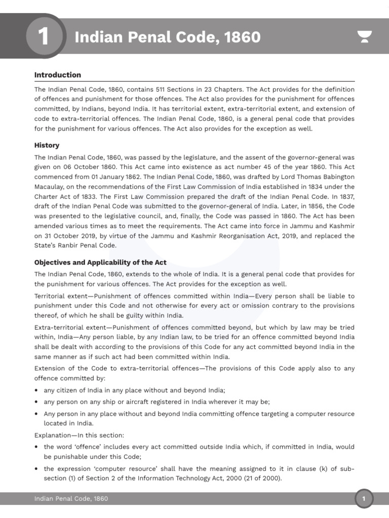 Indian Penal Code, 1860 | PDF | Mens Rea | Crimes