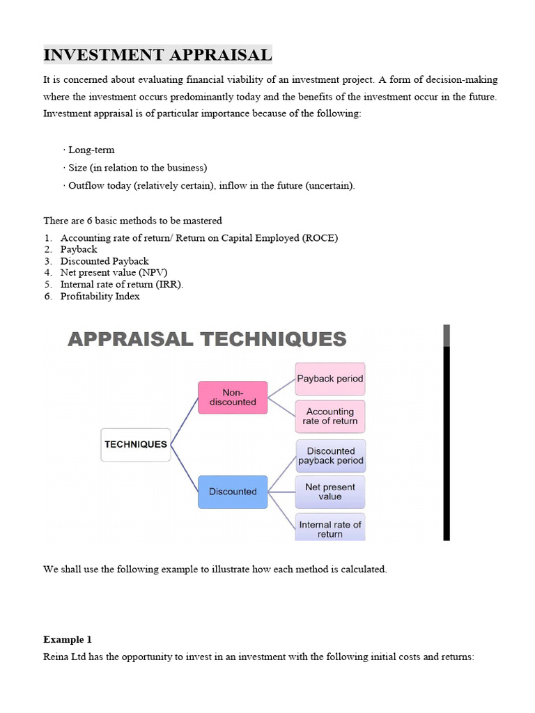 Investment Appraisal | PDF | Finance & Money Management