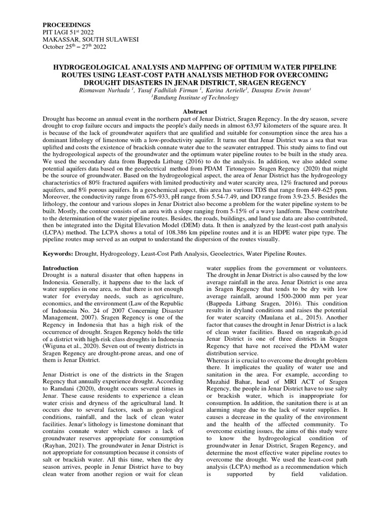 Hydrogeological Analysis And Mapping Of Optimum Water Pipeline Routes ...