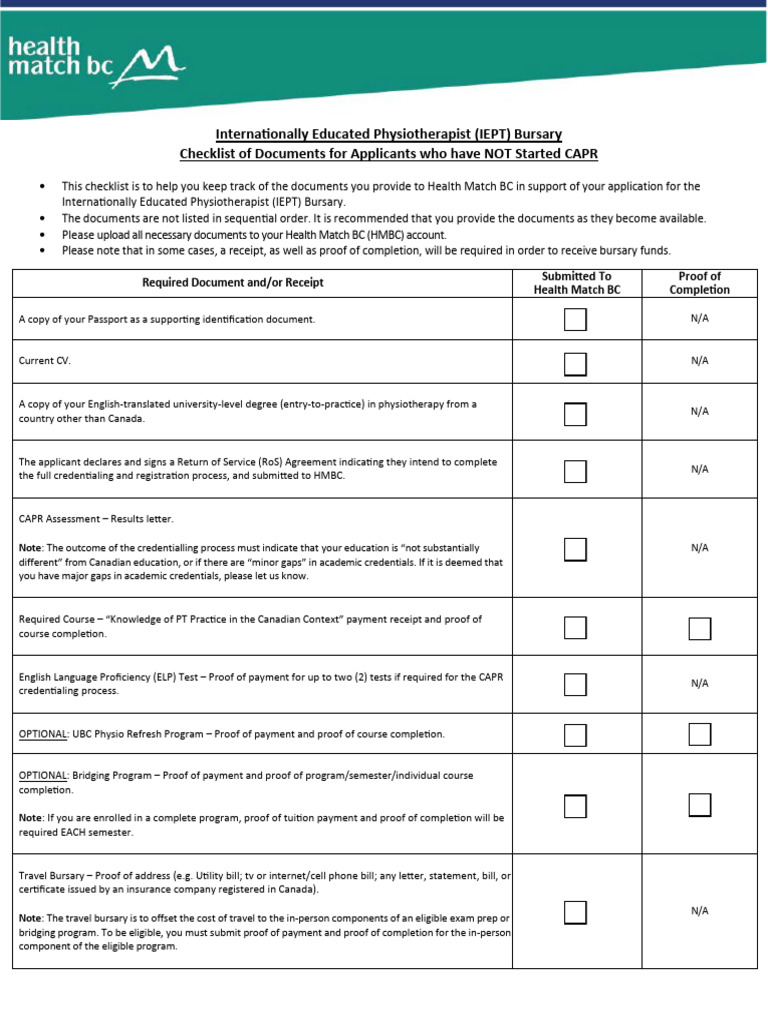 IEPT Bursary Application Checklist | PDF | Finance & Money Management